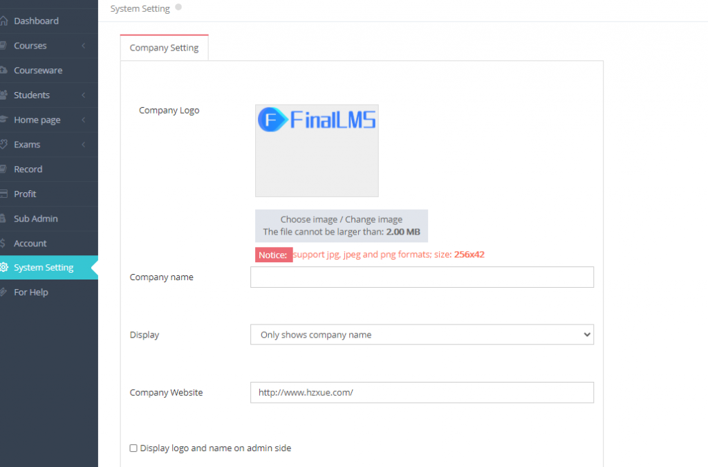 How to set the logo and name into the online training system ...