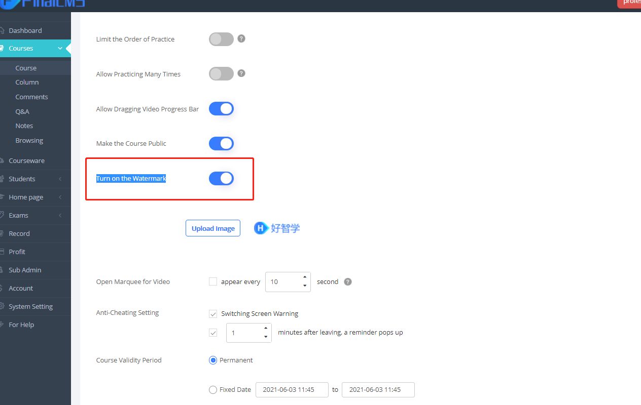 How to add the watermark on learning management platform – FinalLMS ...
